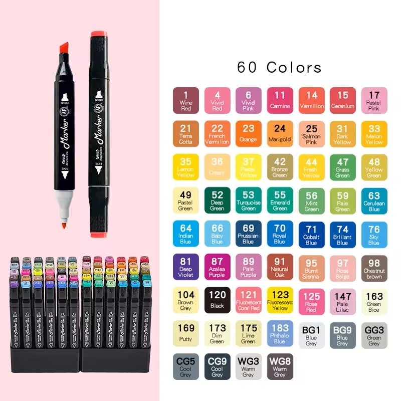 Set 168 de carioci profesionale Arvada, Markere multicolore, Cu ...
