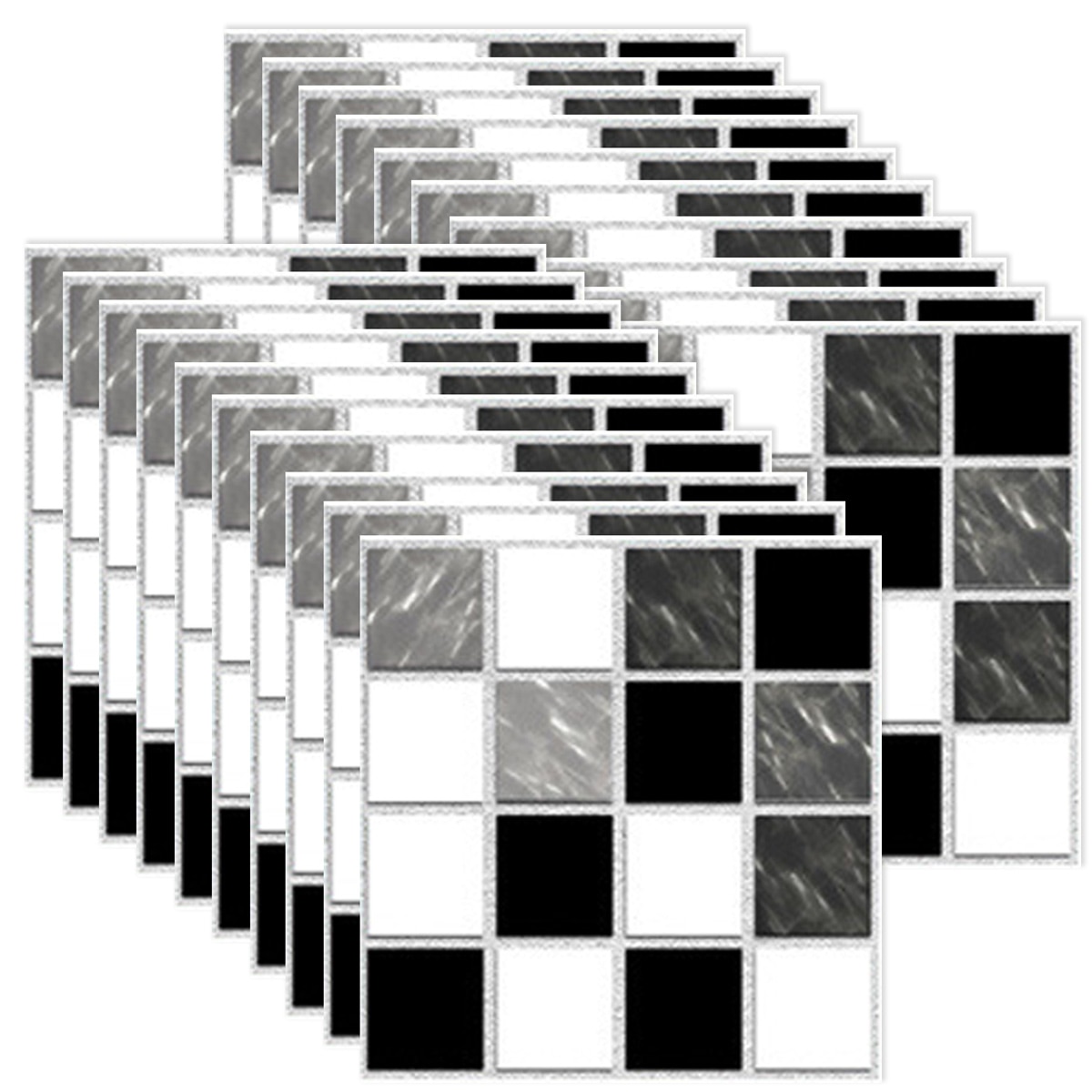 Set 40 Placi Autoadezive pentru Perete, Mosaic, 10x10cm, PVC - eMAG.ro
