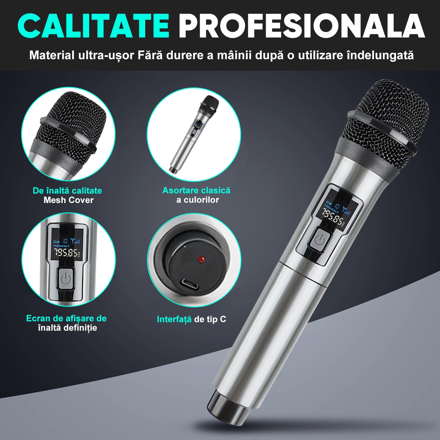 Set 2 microfoane wireless, SDLOGAL, Digital, 30M, Receiver wireless, 6 ...