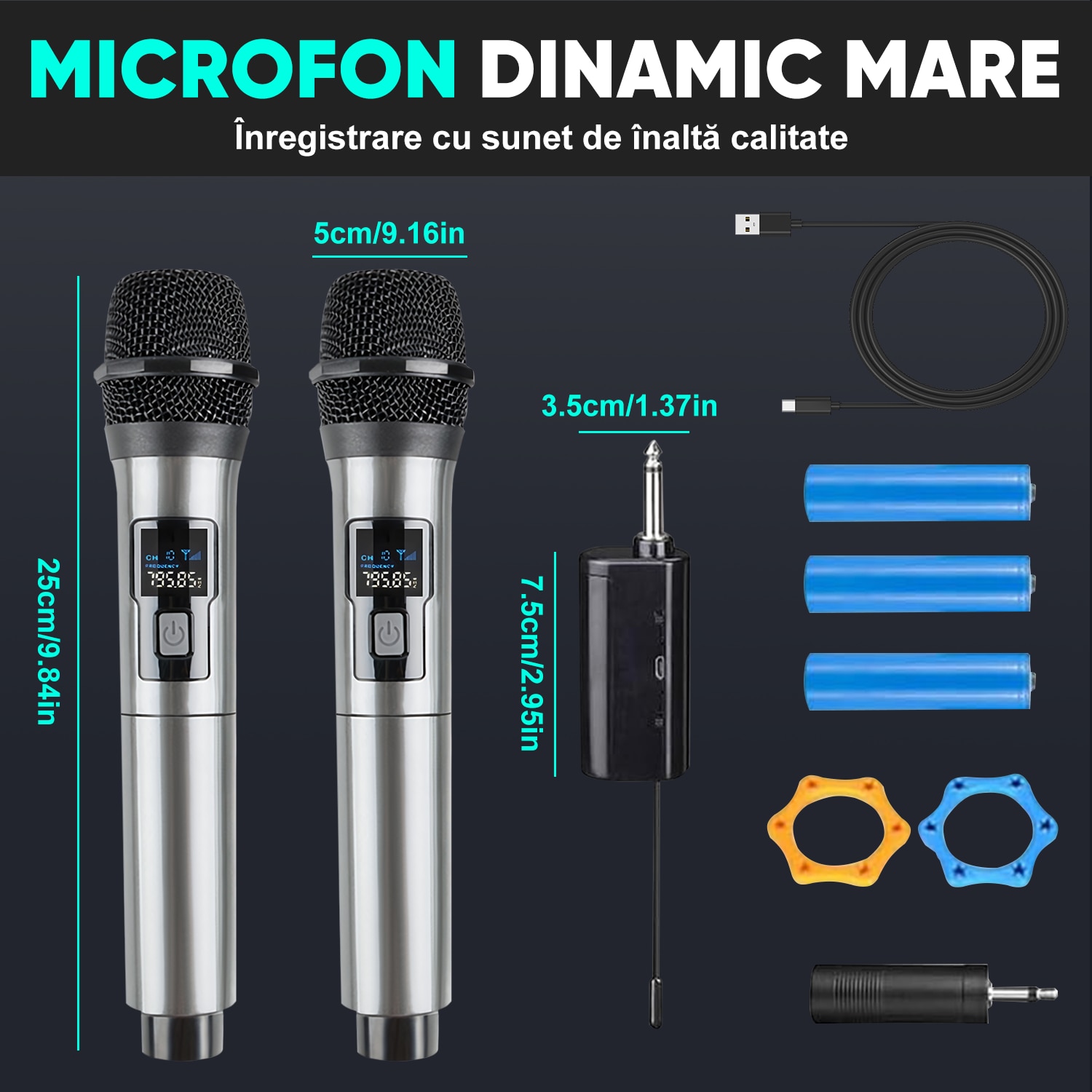 Set 2 microfoane wireless, SDLOGAL, Digital, 30M, Receiver wireless, 6 ...