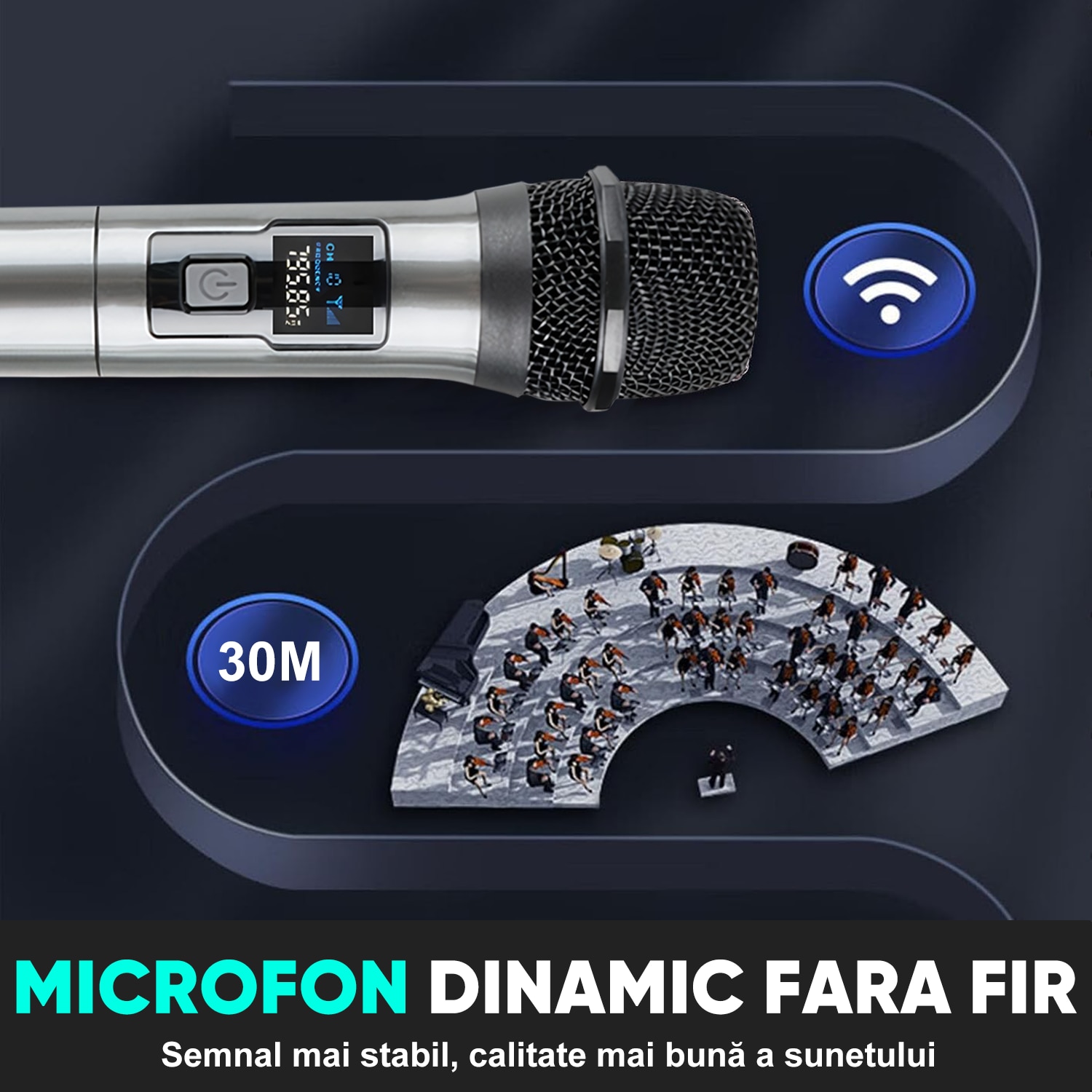 Set 2 microfoane wireless, SDLOGAL, Digital, 30M, Receiver wireless, 6 ...