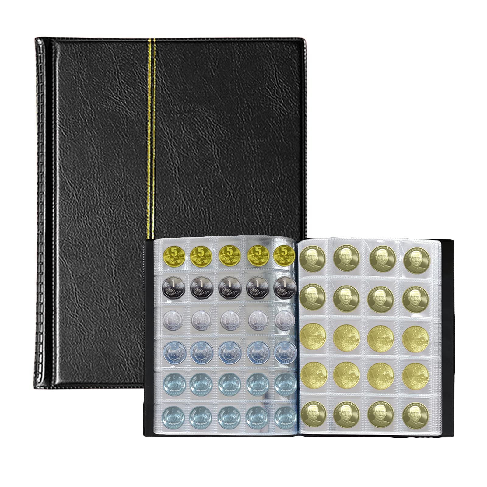 Album colectie monede, 250 buzunare, negru, 21.8x16.8cm - eMAG.ro