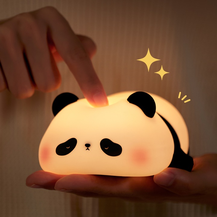 Lampa de veghe portabila Panda, Silicon moale, Lumina ambientala, 3 ...
