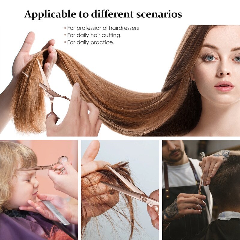 Foarfeca de tuns profesionala GUNST, 5,5 inci, rose gold, inox, pentru mana dreapta - eMAG.ro