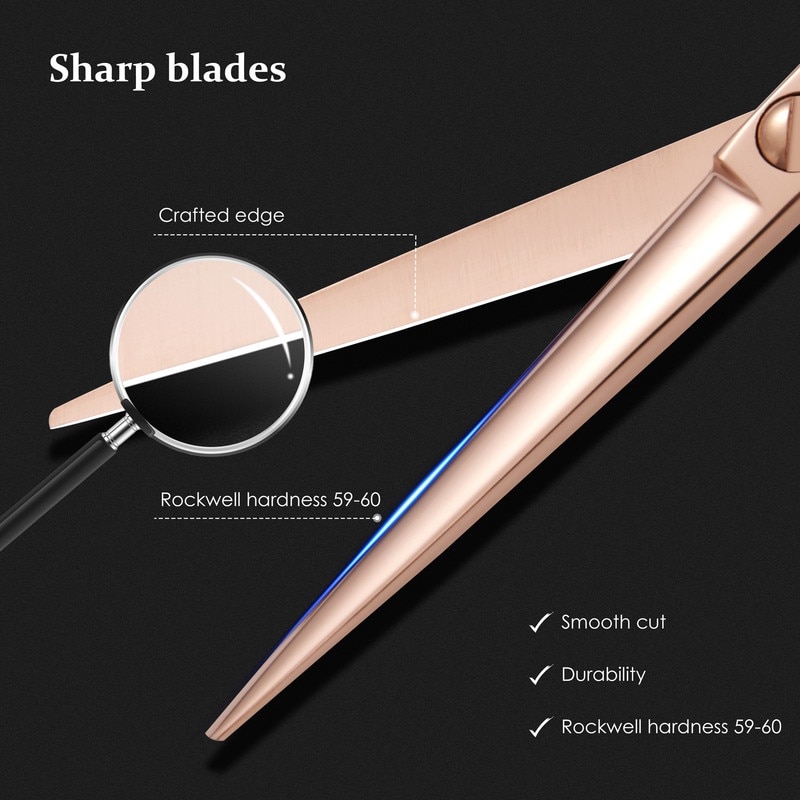 Foarfeca de tuns profesionala GUNST, 5,5 inci, rose gold, inox, pentru mana dreapta - eMAG.ro