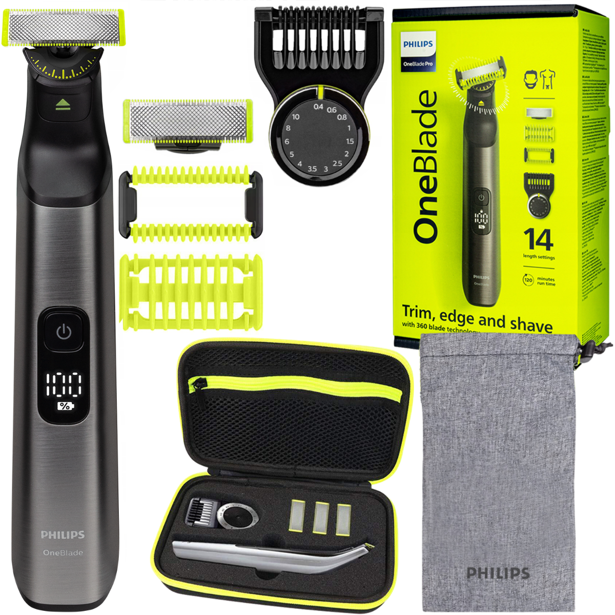 Philips Oneblade QP6551/30 Borotva + Tok, Fekete/Zöld - eMAG.hu