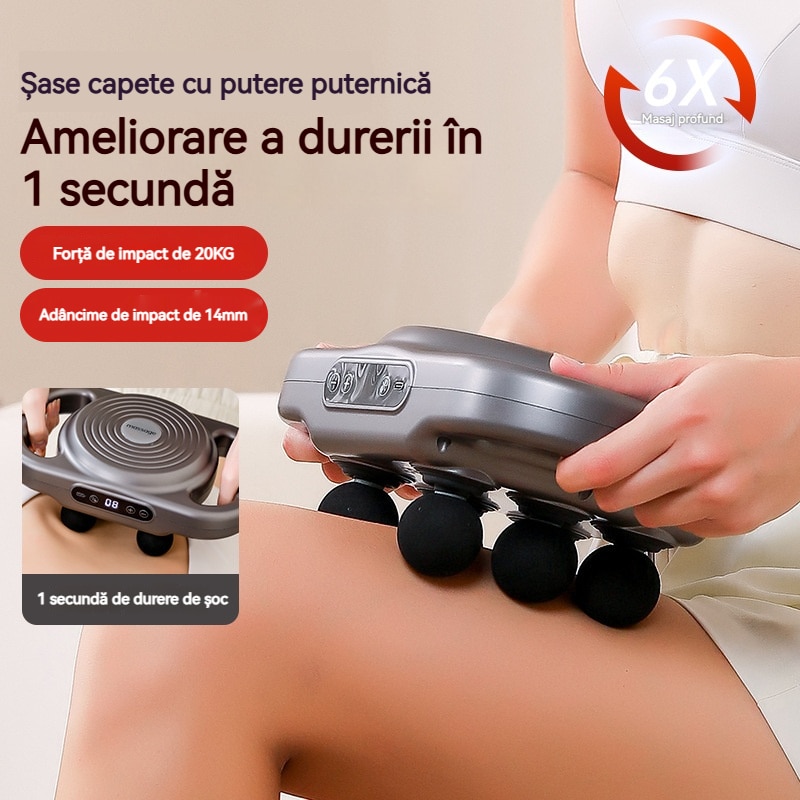 Aparat de Masaj Profesional cu 6 Capete Rotunde, 9 Moduri de Vibratii ...