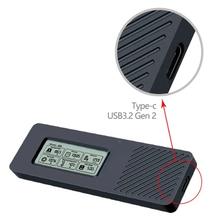 Külső SSD merevlemez tok, M.2 NVMe-hez, USB-C csatlakozó, 10 Gbps ...
