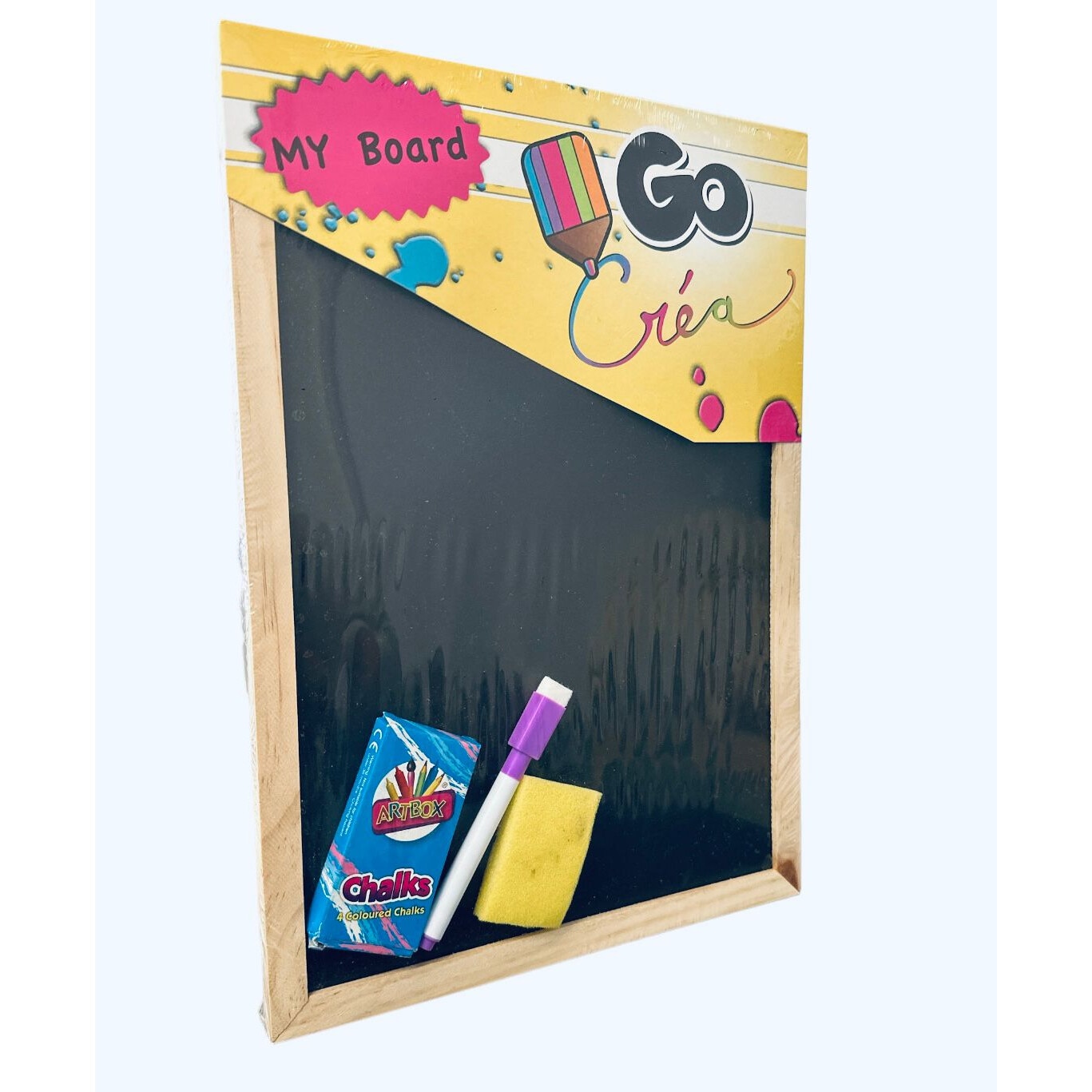 Set tabla de scris, cu 2 fete, neagra si alba, cu burete inclus, marker ...