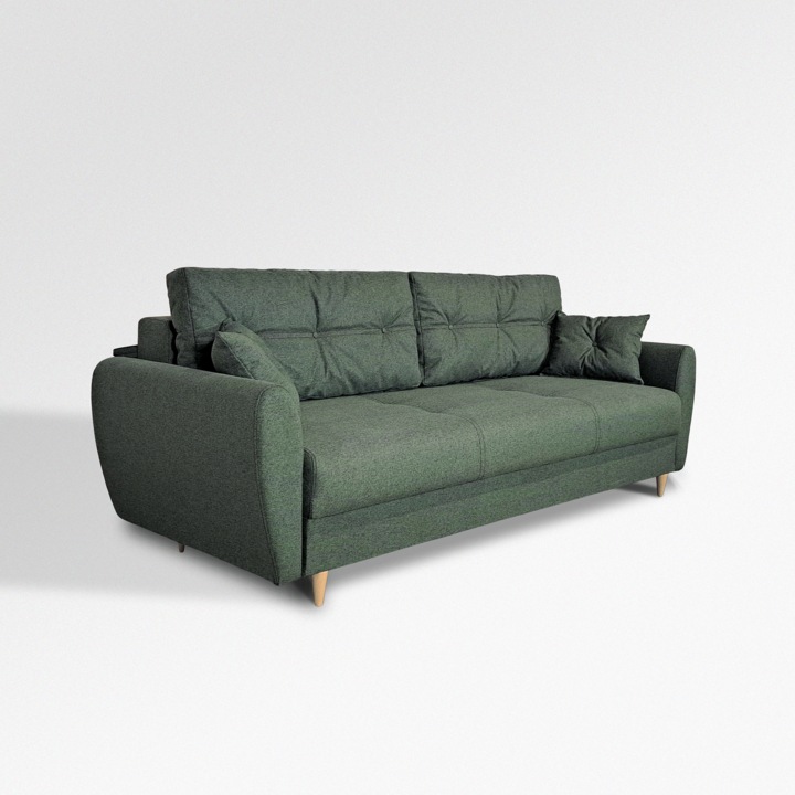 Canapea extensibila Olivia 140, Iza, pat, saltea arcuri Relaxa, lada ...