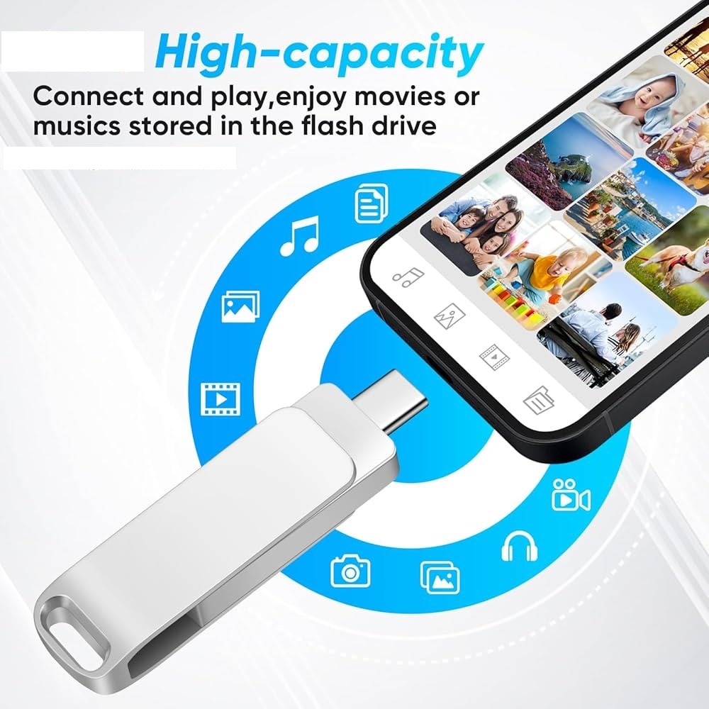 Stick Memorie 6TB, 2IN1, USB3.0 si Type-C, Rotabil 360⁰, Compatibil cu ...