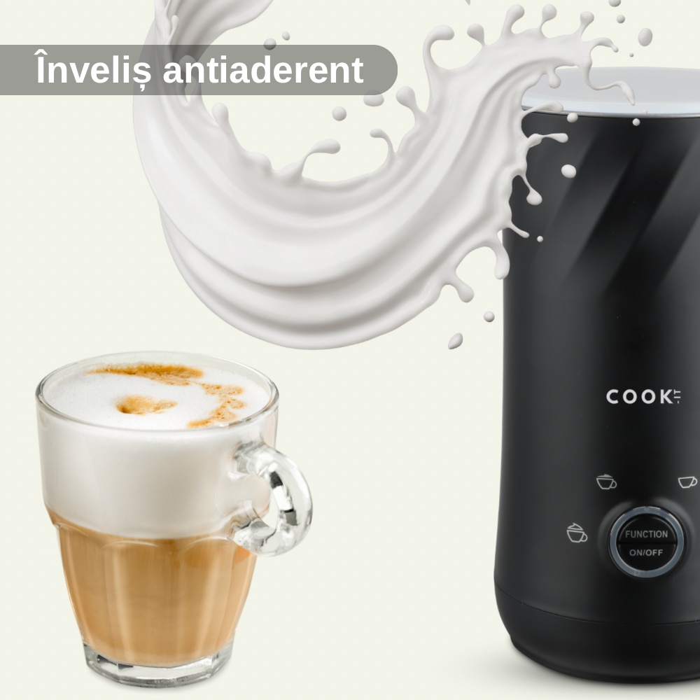 Aparat pentru spuma lapte 4 in 1 COOK-IT, 500W, 300ml, Spumare rece ...