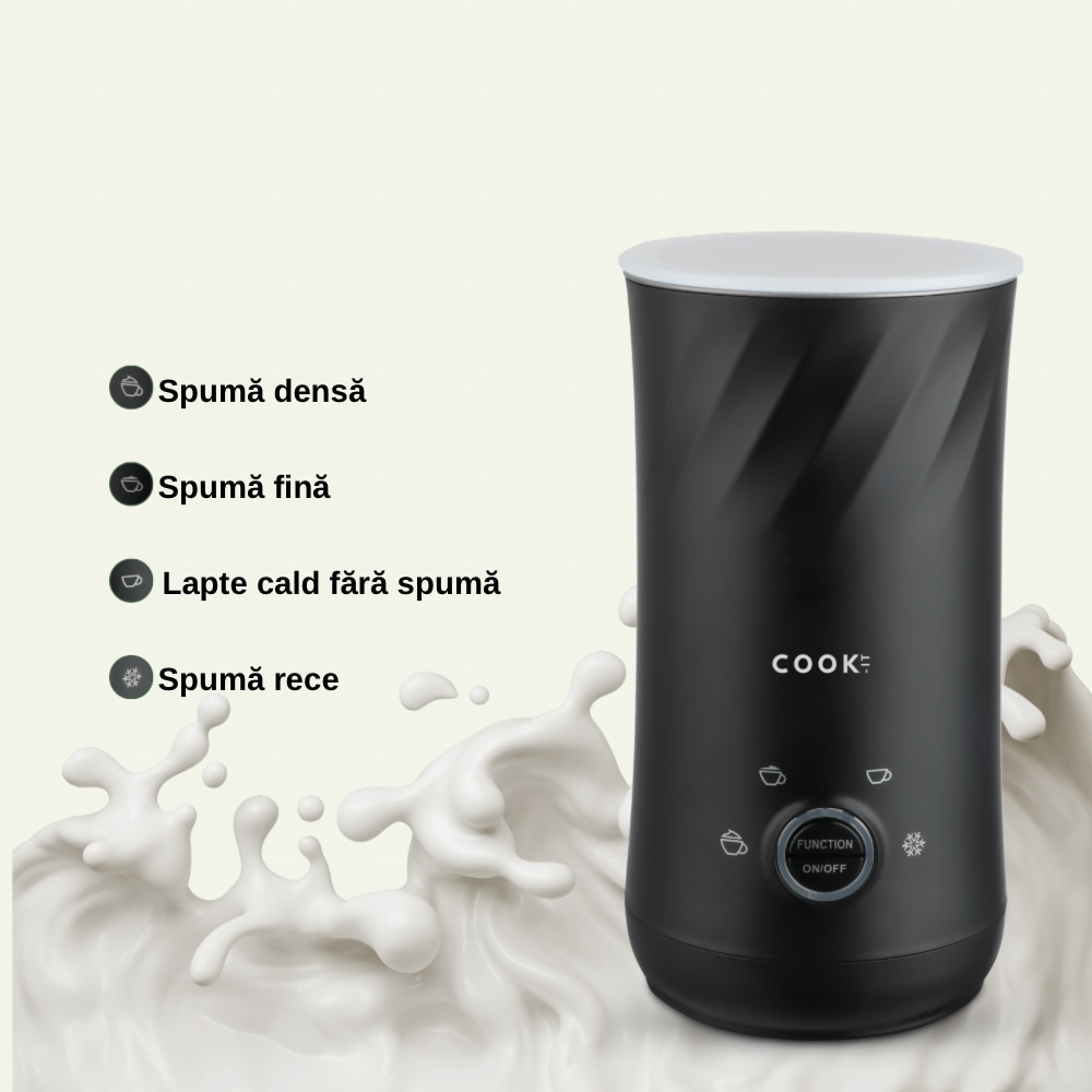 Aparat pentru spuma lapte 4 in 1 COOK-IT, 500W, 300ml, Spumare rece ...