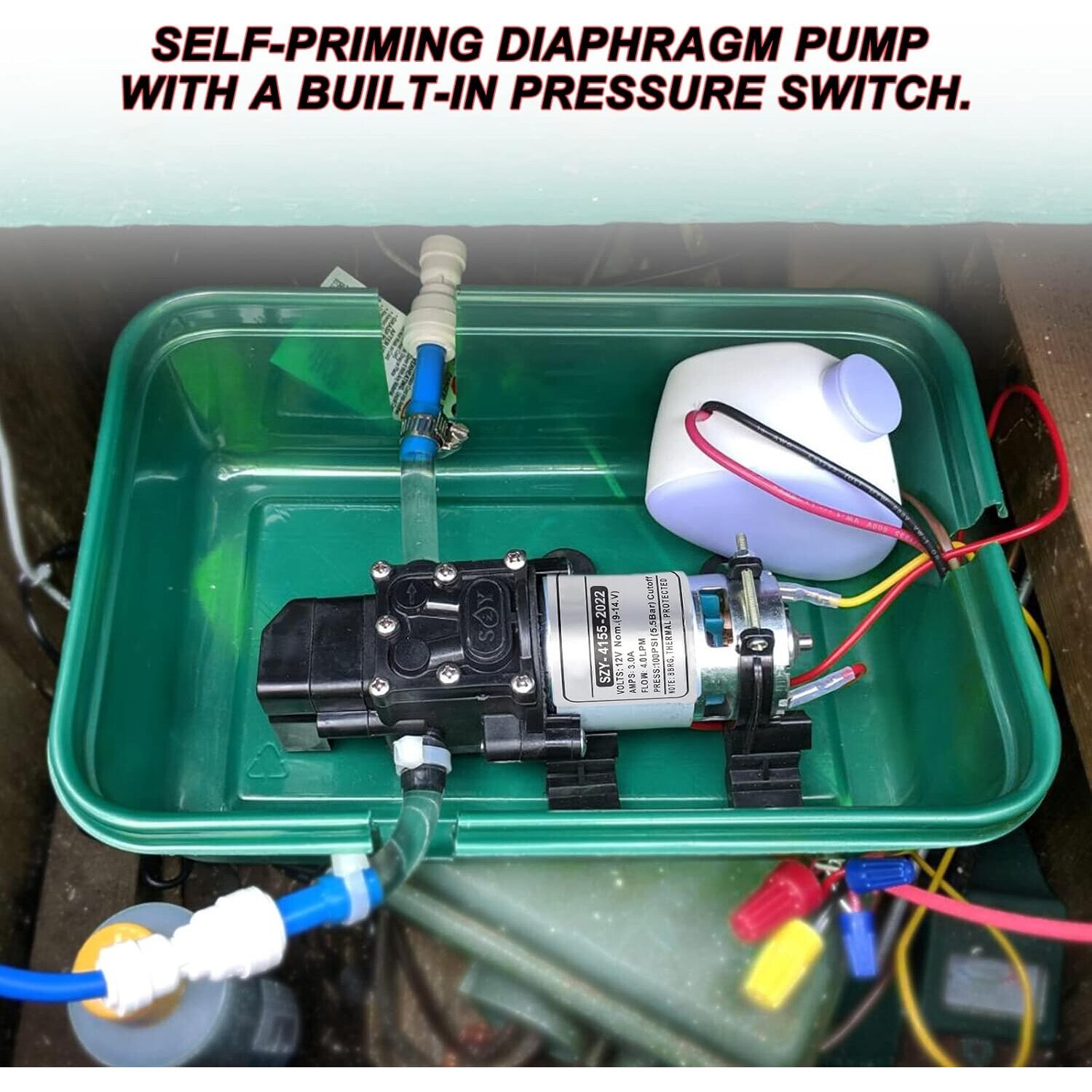 Pompa de apa cu diafragma 12V, AMRINUGL, presiune maxima 100 psi, debit ...