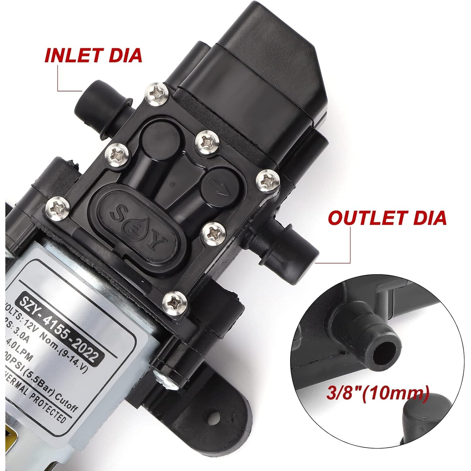 Pompa de apa cu diafragma 12V, AMRINUGL, presiune maxima 100 psi, debit ...