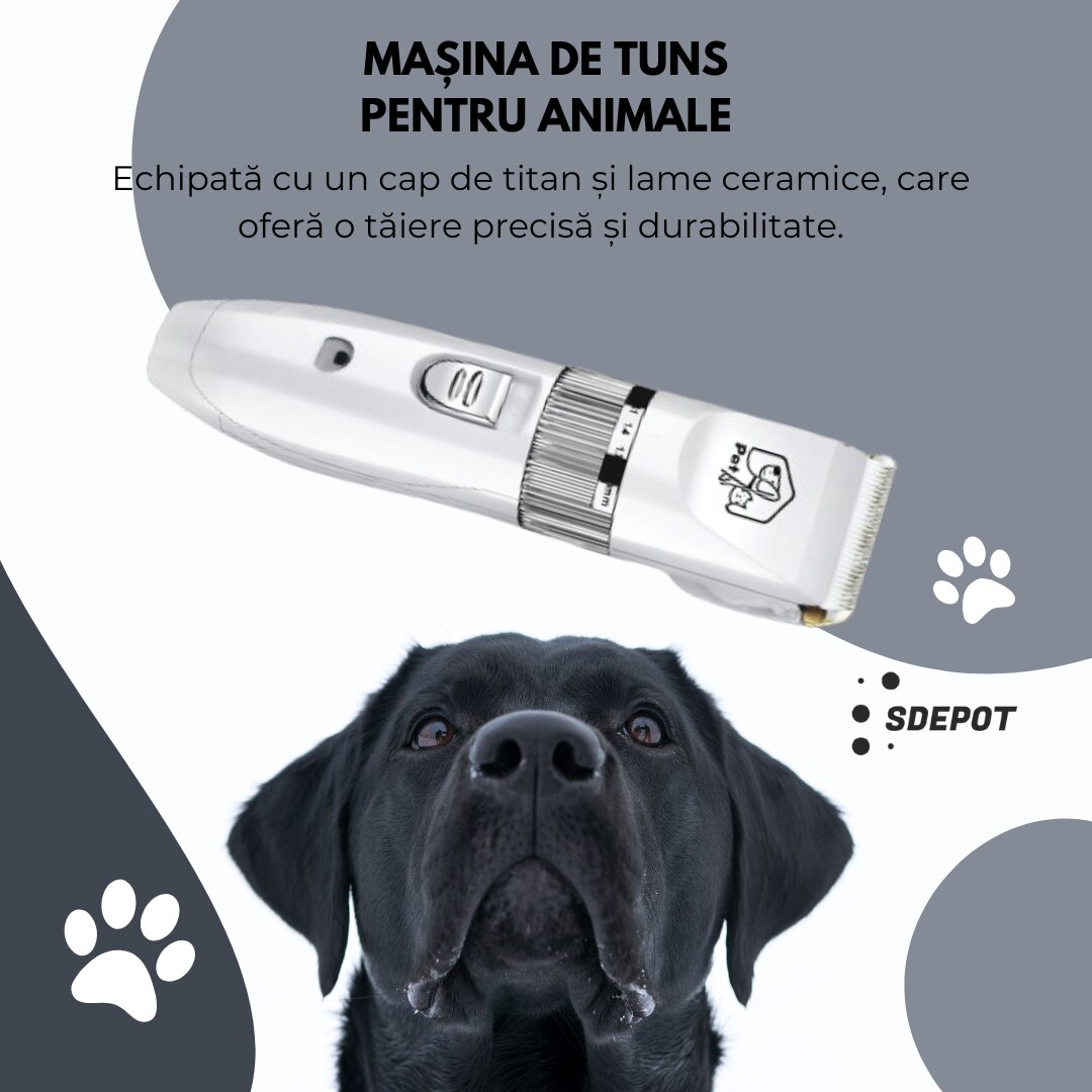 Masina de tuns pentru animale SDEPOT®, cap titan, lame ceramice, 4 ...
