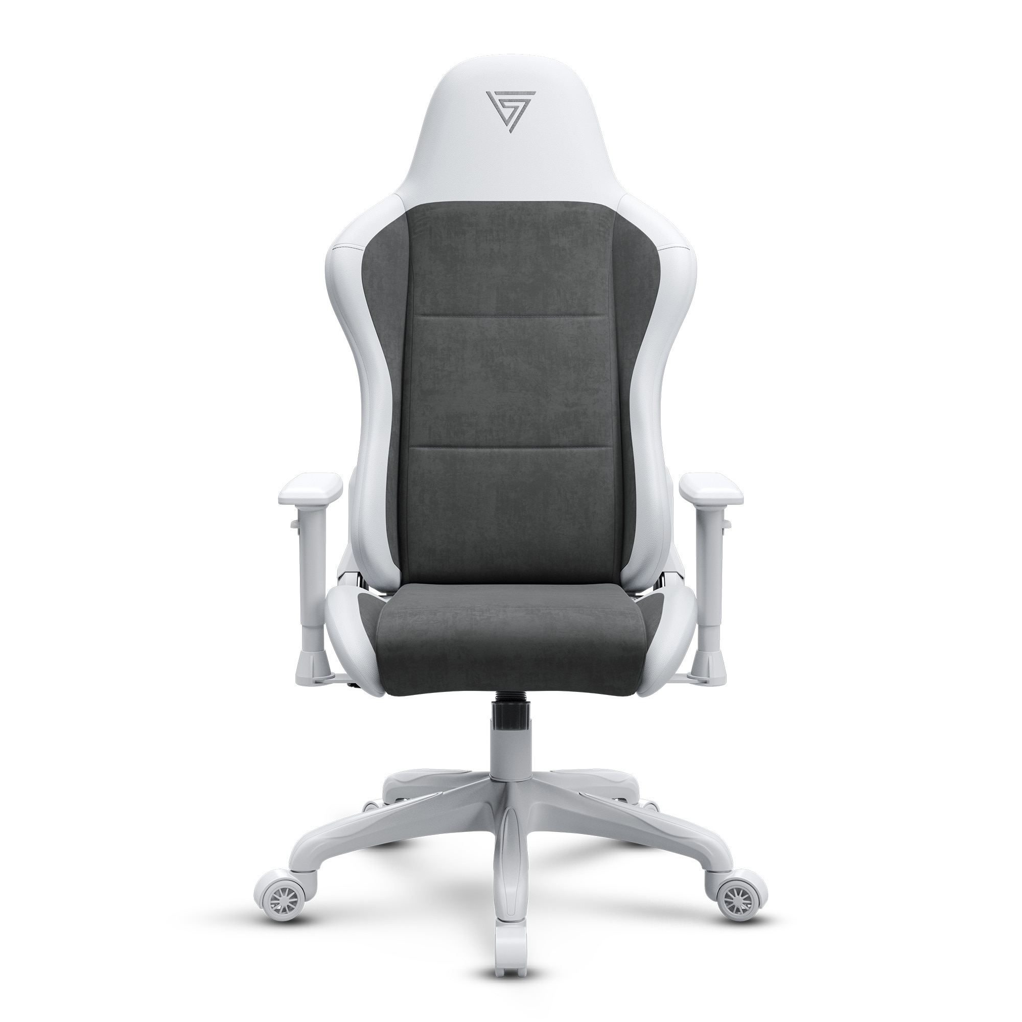 Scaun gaming SENSE7 Spellcaster FUKU, piele ecologica, 150 kg, Alb/Gri ...