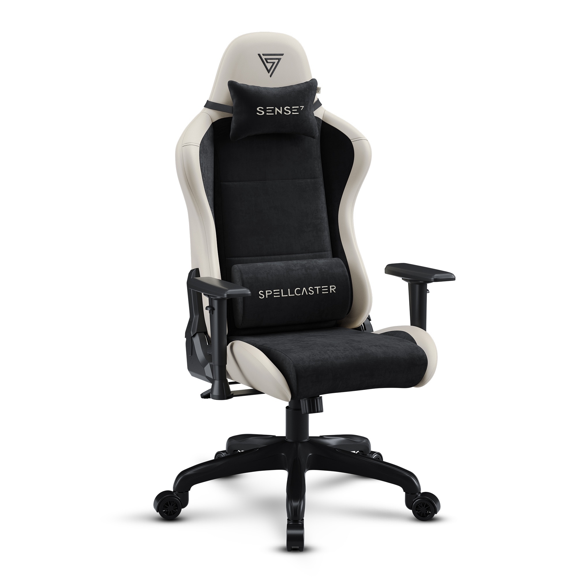 Scaun gaming SENSE7 Spellcaster FUKU, piele ecologica, 150 kg, Bej ...