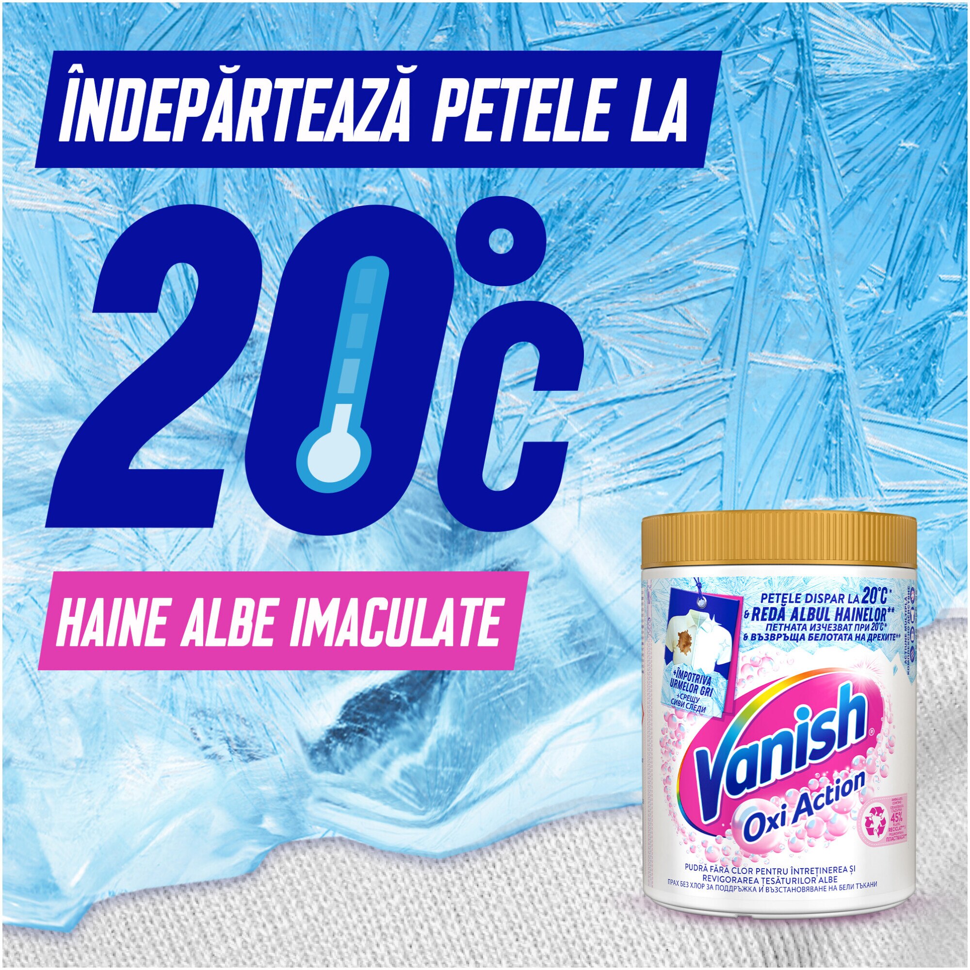 Pudra pentru indepartarea petelor pentru haine albe Vanish Oxi Action ...