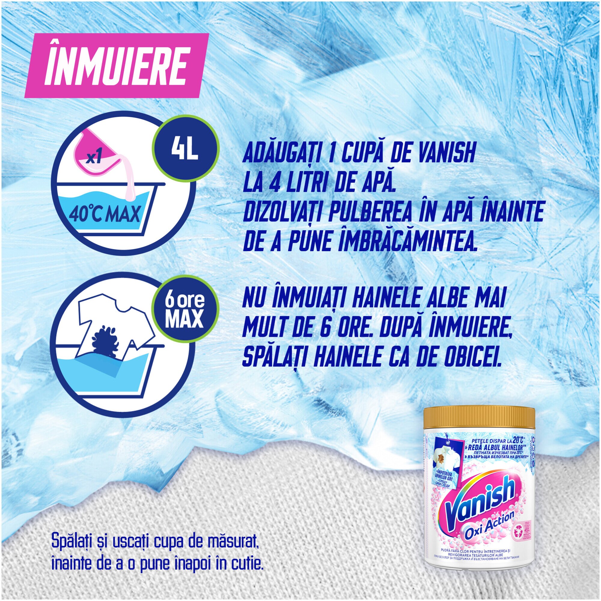 Pudra pentru indepartarea petelor pentru haine albe Vanish Oxi Action ...