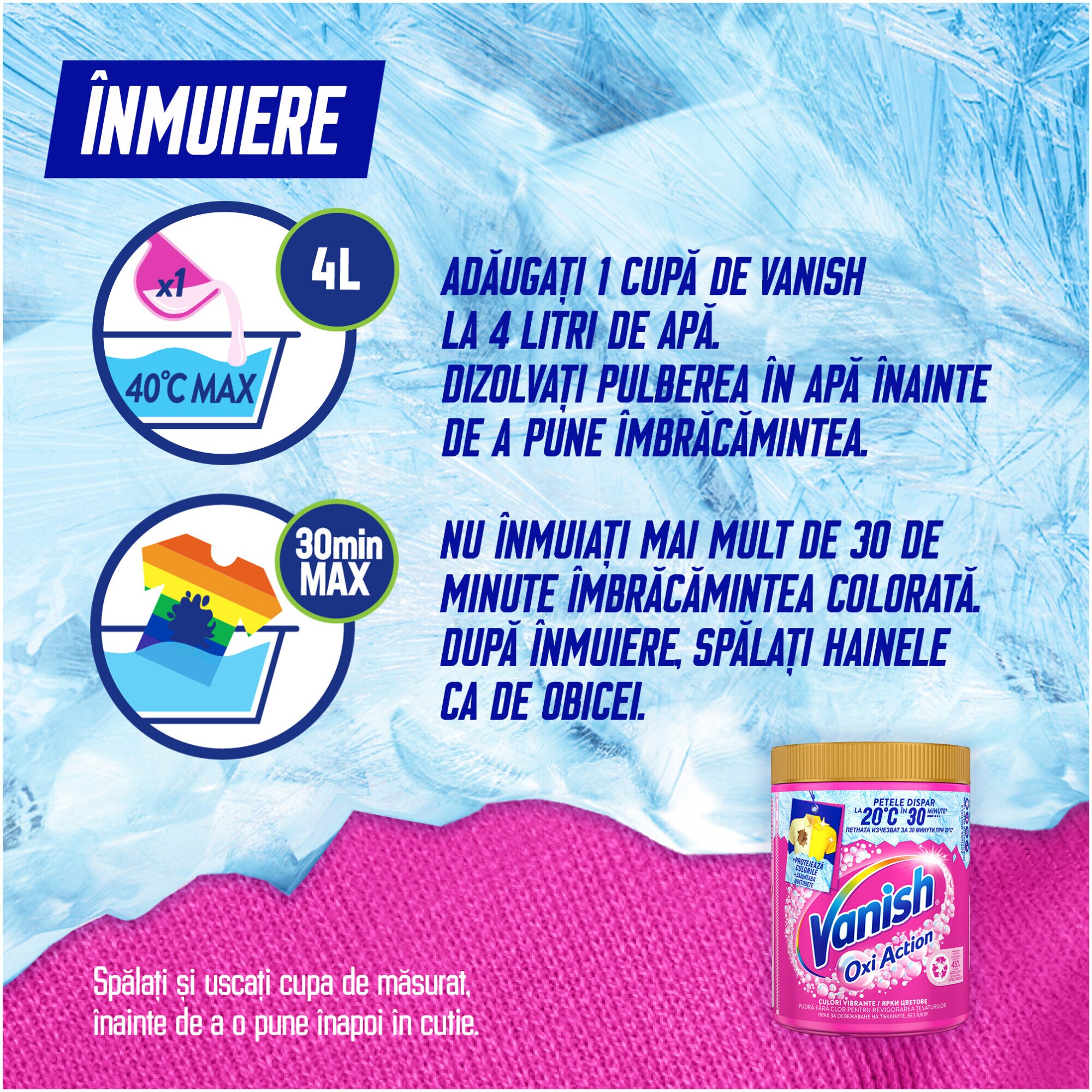 Pudra pentru indepartarea petelor pentru haine colorate Vanish Oxi ...