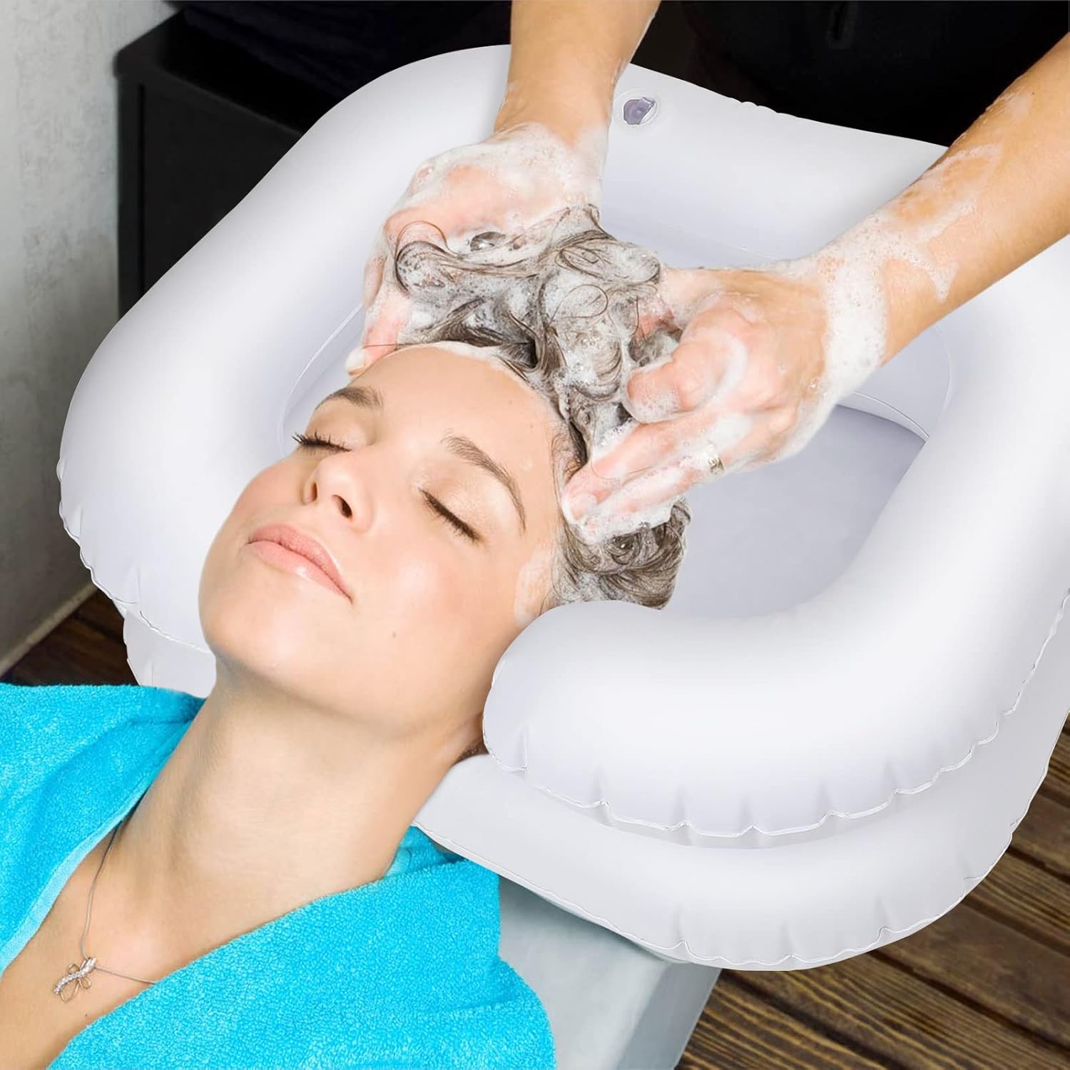 Bazin Gonflabil pentru Spalarea Parului, Wurdan, PVC, 60x55x22cm, Alb - eMAG.ro