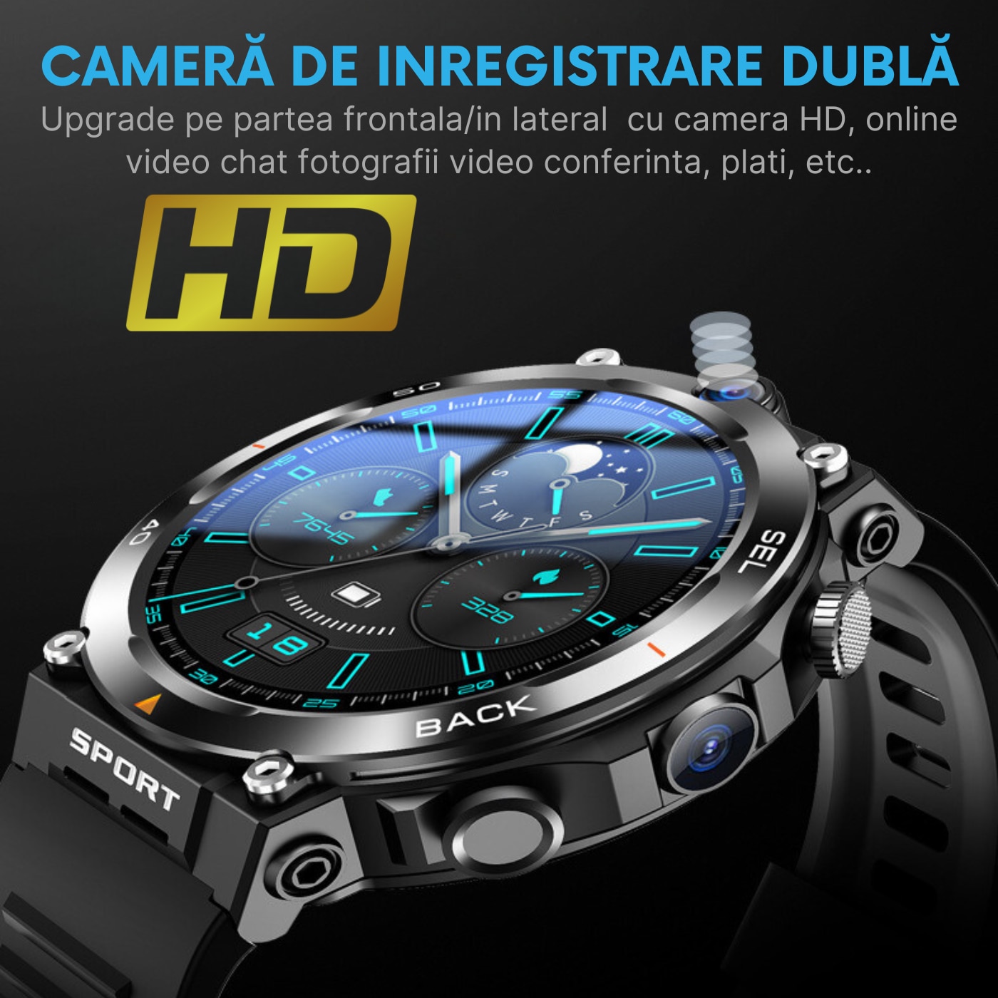 Ceas Smartwatch 4G LTE SIM Watch Phone Medeyatech™, Apel Video ...