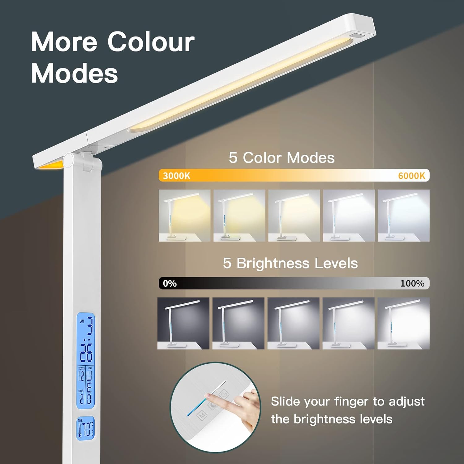 Lampa LED birou, Excitat®, incarcare wireless pentru IOS si Android ...