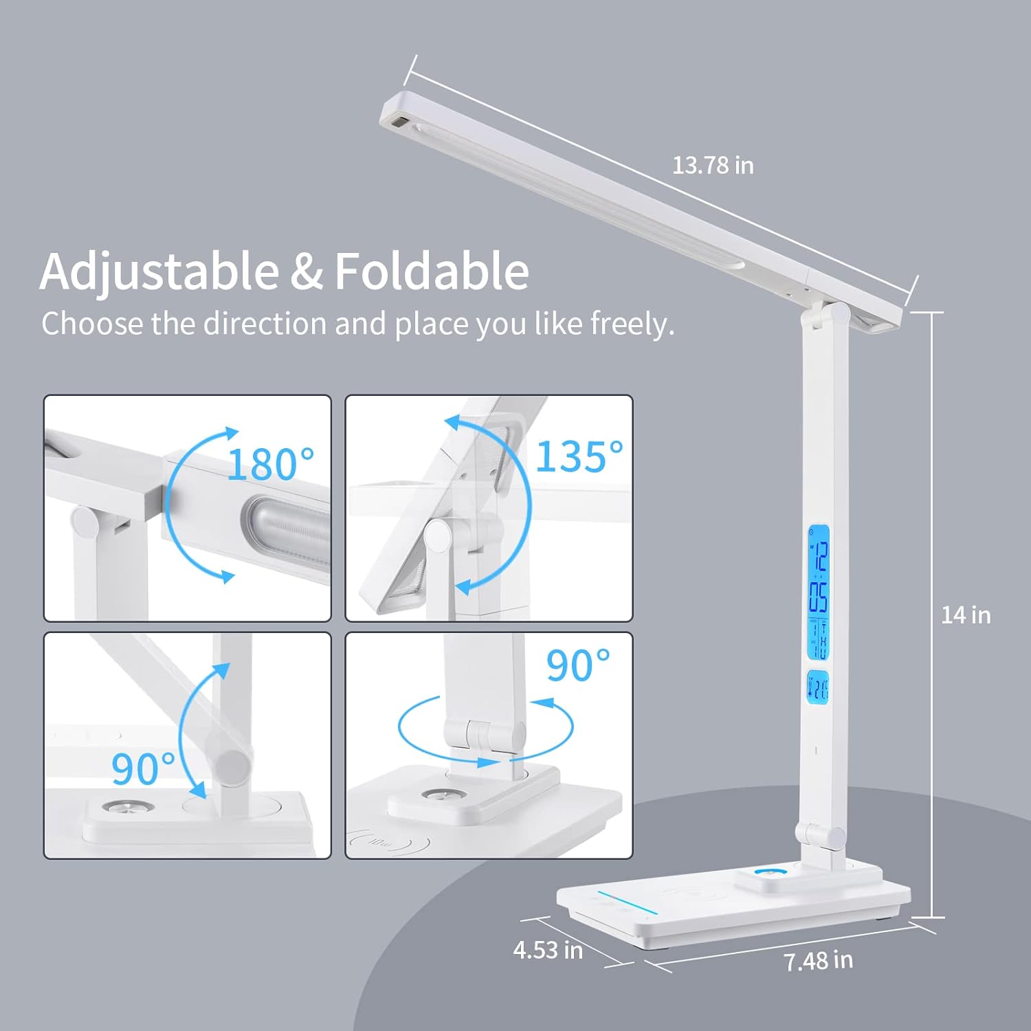 Lampa LED birou, Excitat®, incarcare wireless pentru IOS si Android ...