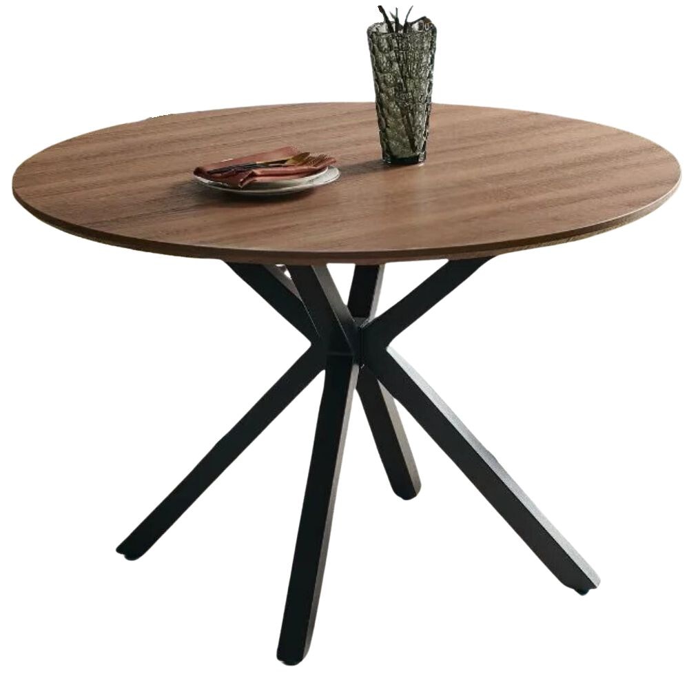Masa dining rotunda cu cadru metalic si blat din MDF 120 cm diametru ...