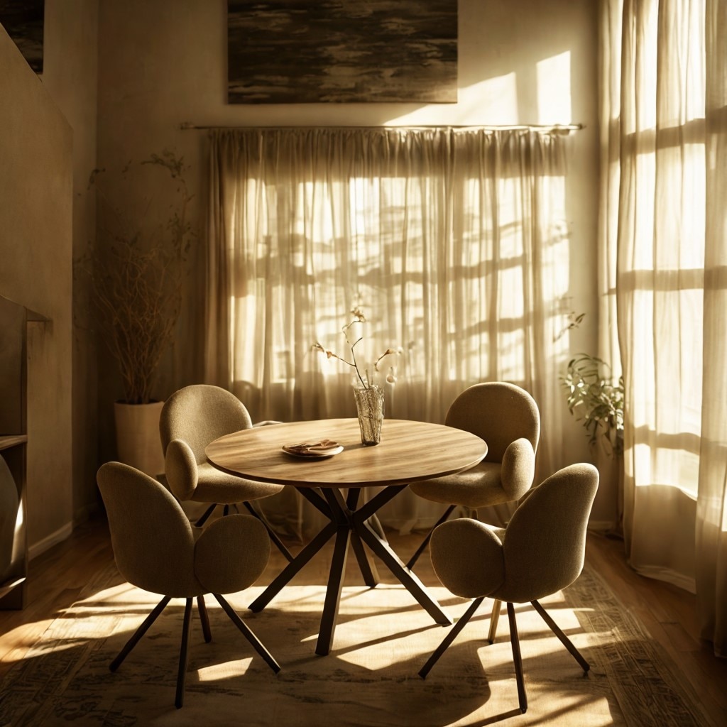 Masa dining rotunda cu cadru metalic si blat din MDF 120 cm diametru ...