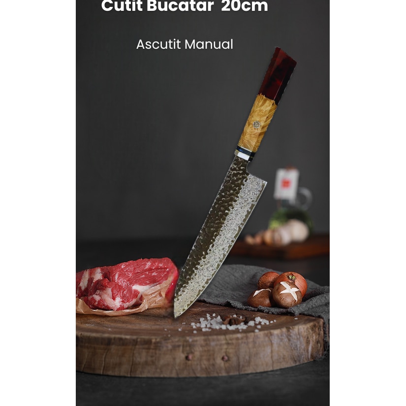 Cutit Bucatar, NEOSOR, Otel Damasc VG10, 67 Straturi, Forjat Manual ...