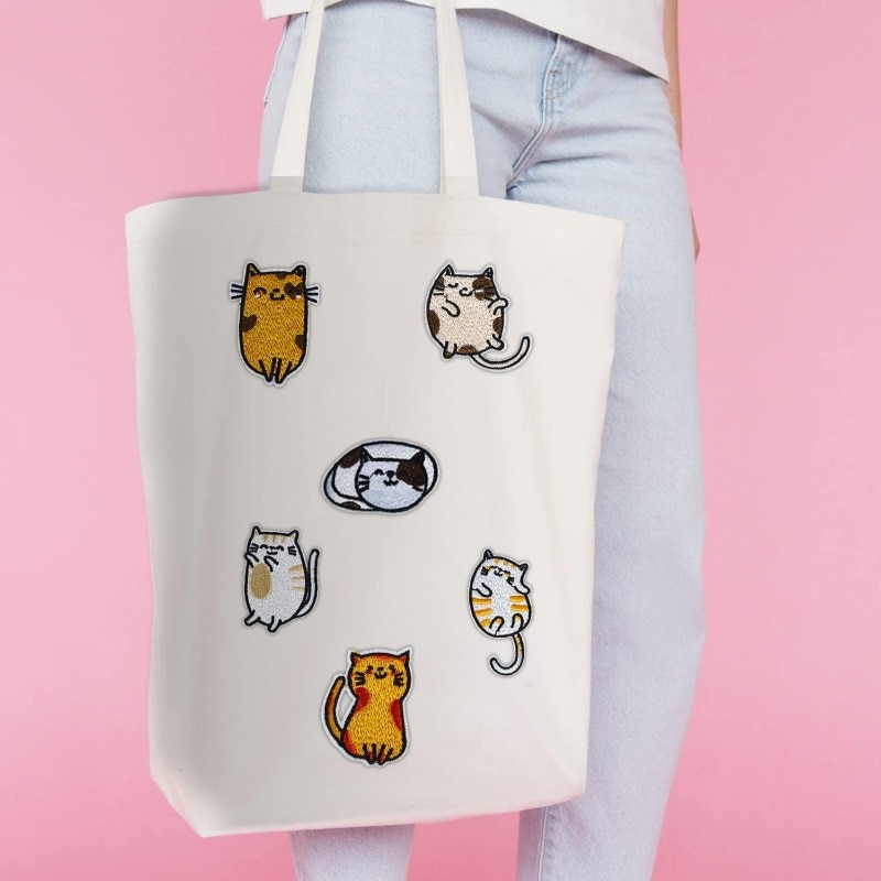 Set 15 bucati patch-uri brodate cu pisici, pentru decorare haine si ...