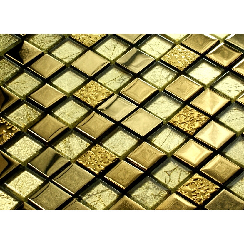 Mozaic din sticla aurie "GOLD", faianta decorativa aurie pentru ...
