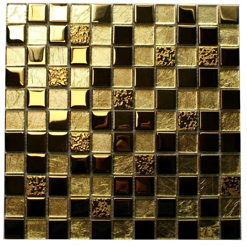 Mozaic din sticla aurie "GOLD", faianta decorativa aurie pentru ...