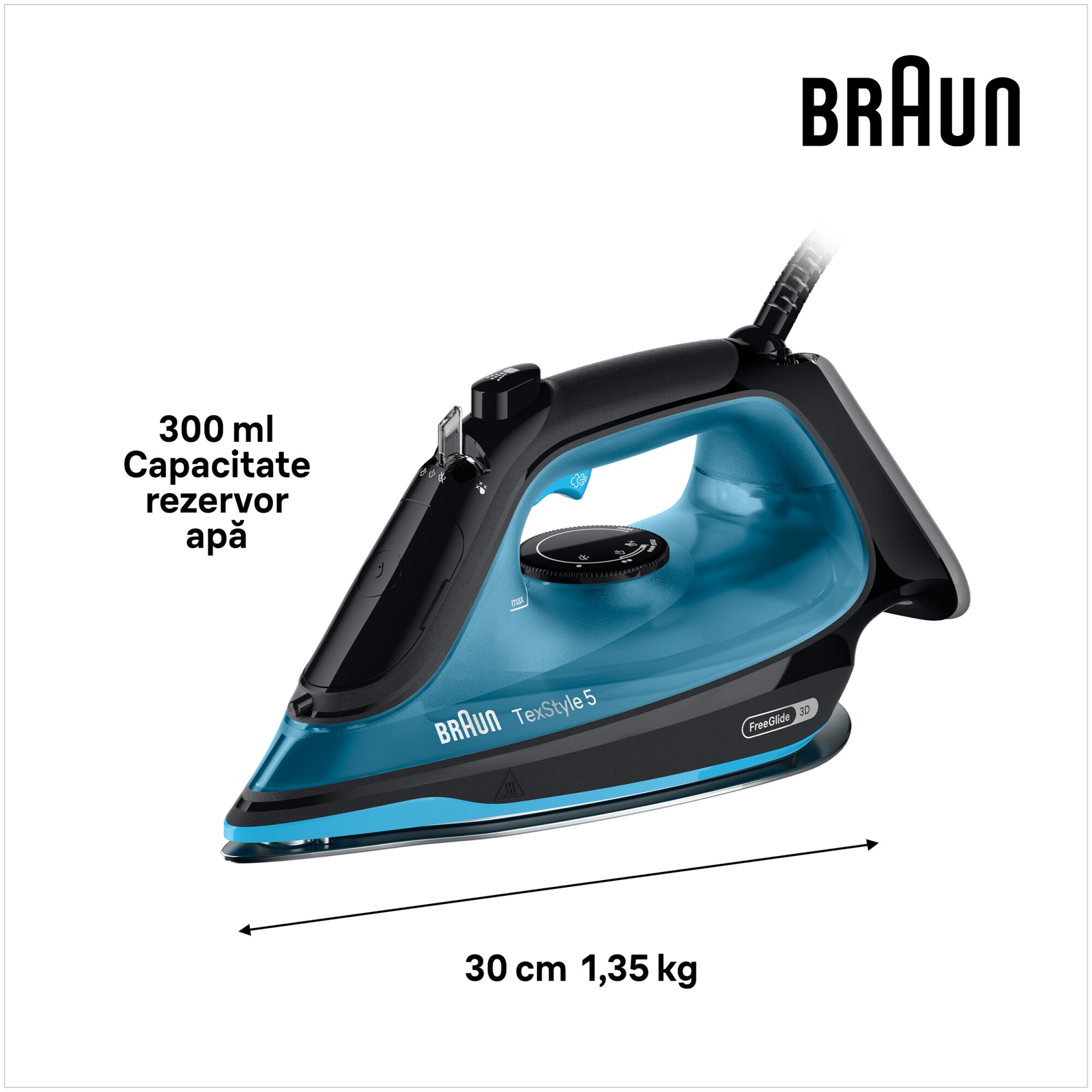 Fier de calcat Braun TexStyle 5 SI5256BL, 2600W, jet de abur 210g/min ...
