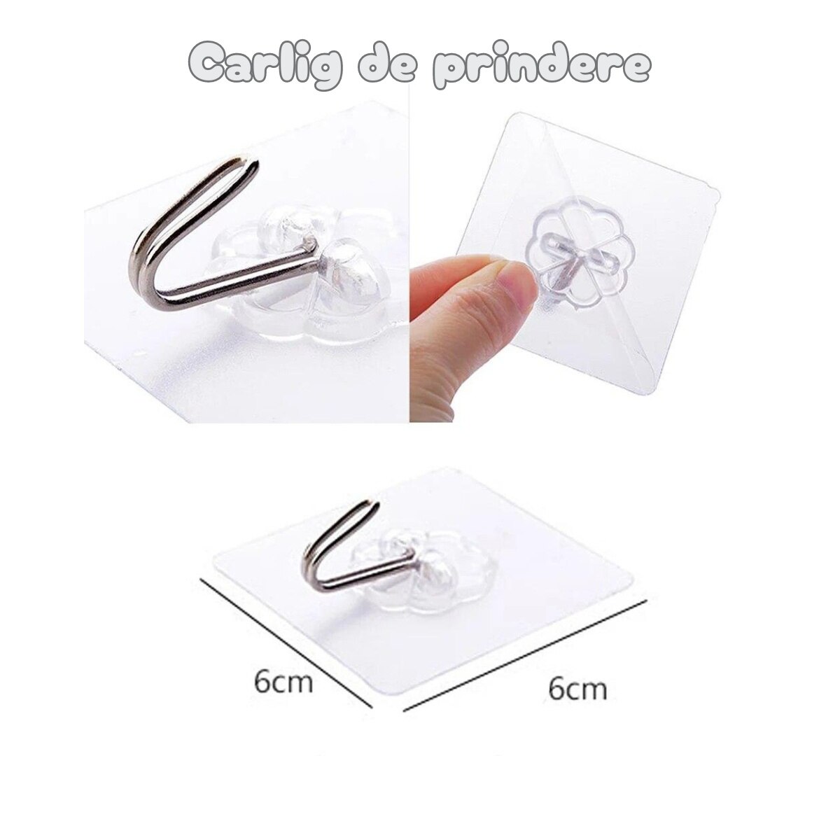 Set 24 Cuiere Autoadezive pentru Baie si Bucatarie, Agatare pe Perete ...