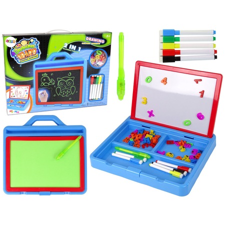 Set de Desen LEAN TOYS, Tabla Magnetica 2 in 1 cu Lumina LED, Litere si ...