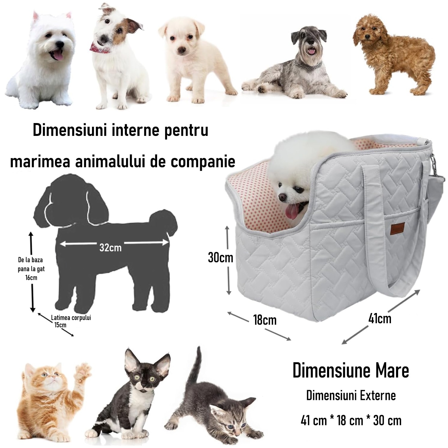 Geanta pentru transport animale mici, BYONDSELF®, Cu Sac de Gunoi ...