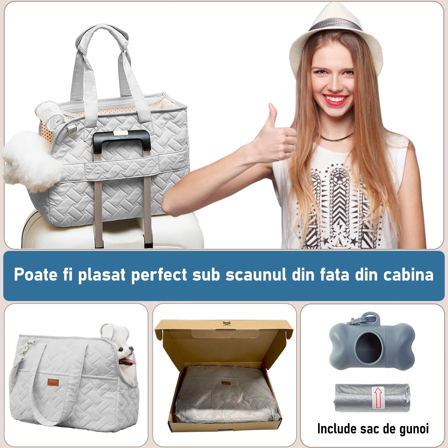 Geanta pentru transport animale mici, BYONDSELF®, Cu Sac de Gunoi ...