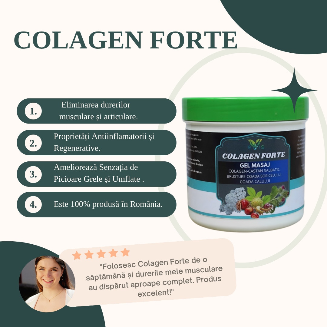 COLAGEN FORTE gel masaj cu colagen, brusture, castan, salbatic, coada ...