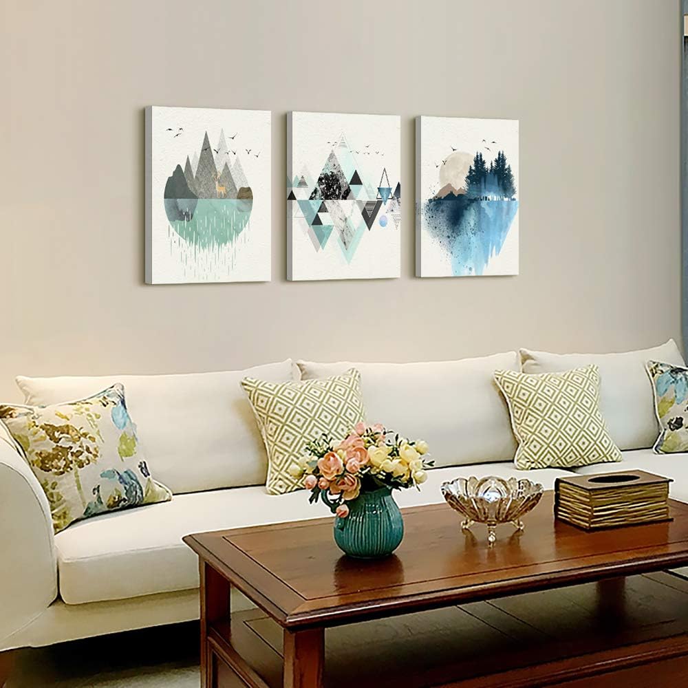 Set 3 tablouri abstracte, Cozevdnt, panza, print digital, 30 x 40 cm ...