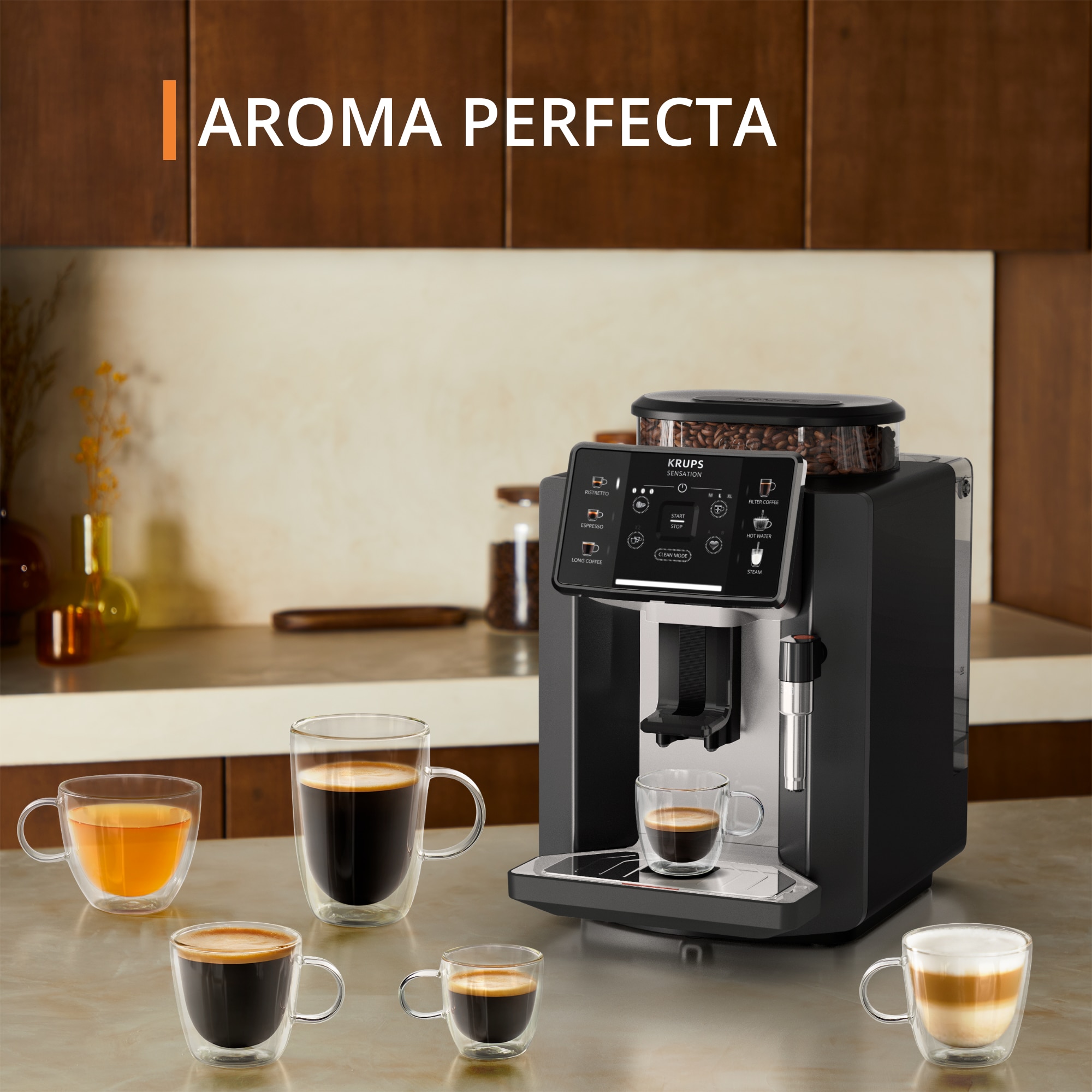 Espressor automat Krups Sensation EA910A10, 1450W, 5 retete, ecran ...