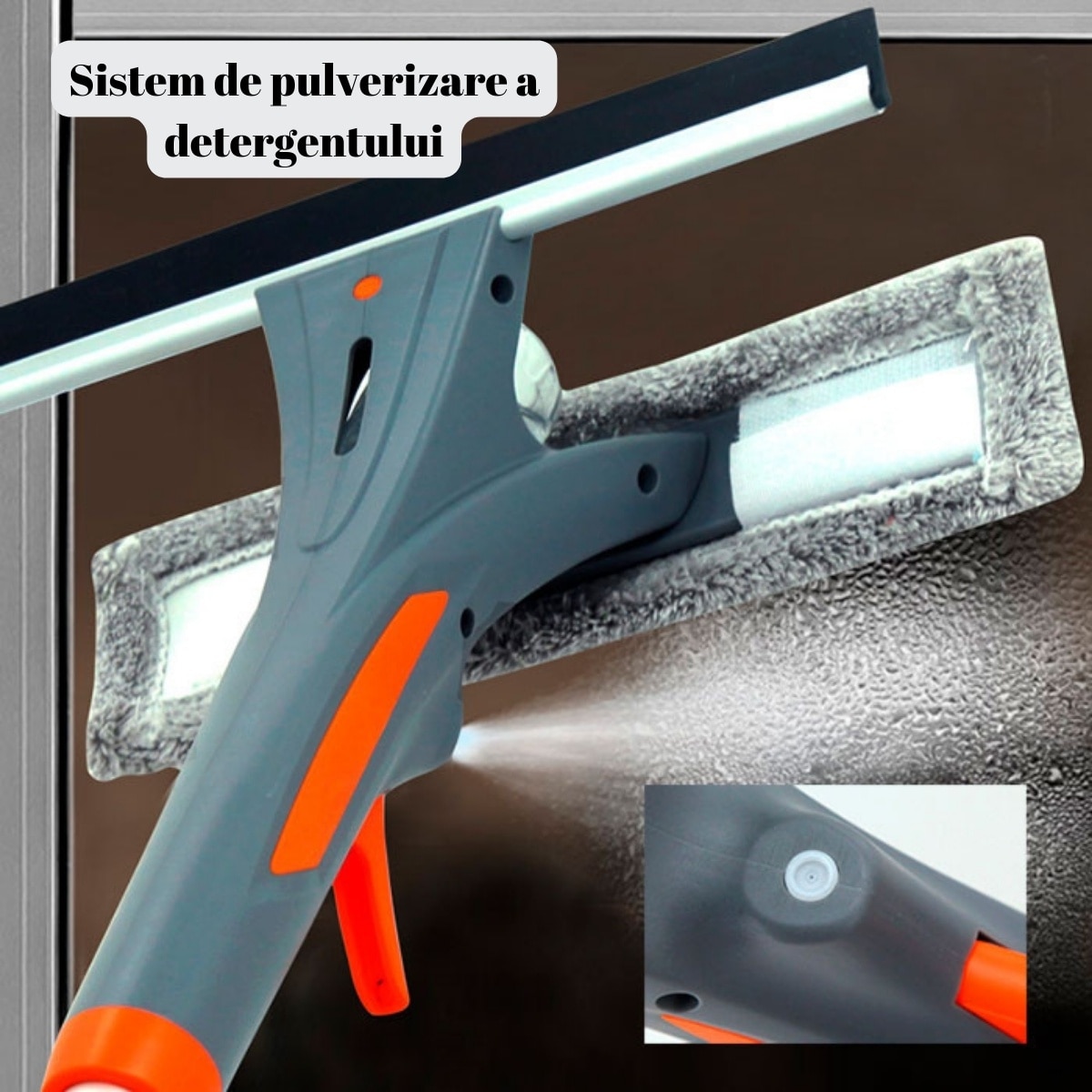 Stergator de geamuri Profesional 3 in 1, Laveta microfibra, Maner ...