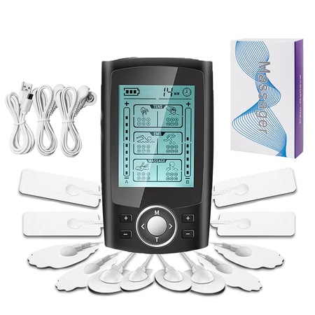Aparat de masaj cu electrostimulare, Zggzerg, Cu 12 electrozi, Functii Masaj TENS Si EMS, 36 De ...