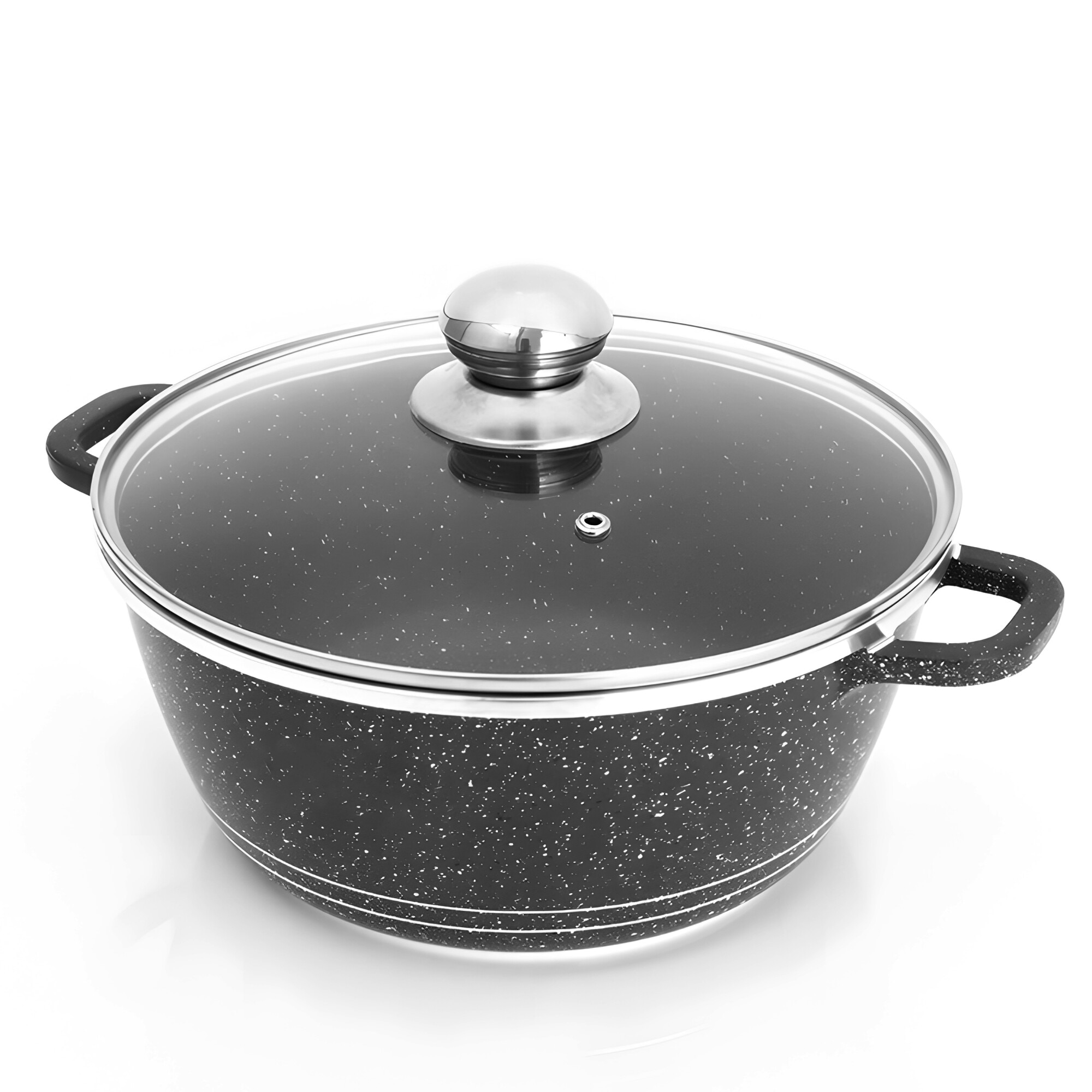 Set Gatit 12 piese Retoo Granit, Tigaie 28cm si Oale 20/24/28/32cm cu Invelis Ceramic si Capace ...