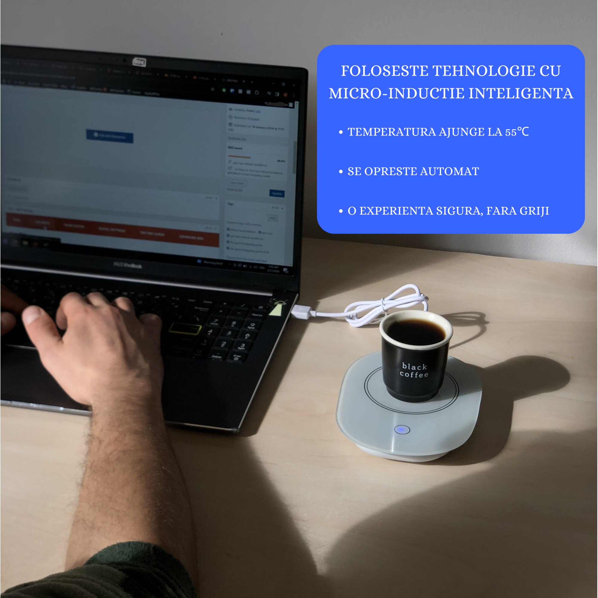 Incalzitor Electric pentru Cana de Cafea, Ceai, Ciocolata Calda, Lapte ...