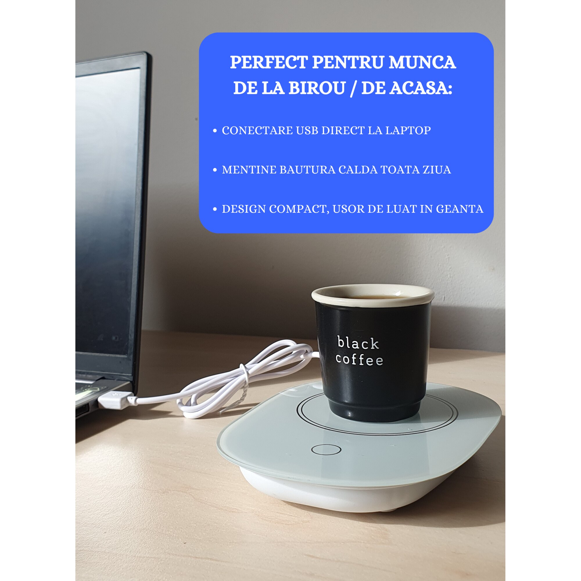 Incalzitor Electric pentru Cana de Cafea, Ceai, Ciocolata Calda, Lapte ...