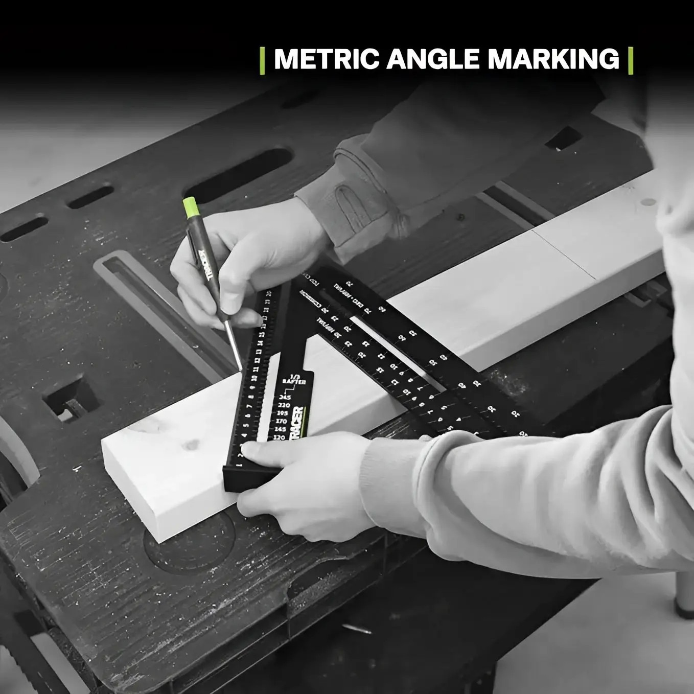 Echer Rapid Tamplerie/Dulgherie 300 mm din aluminiu - gradatii clare 0 ...