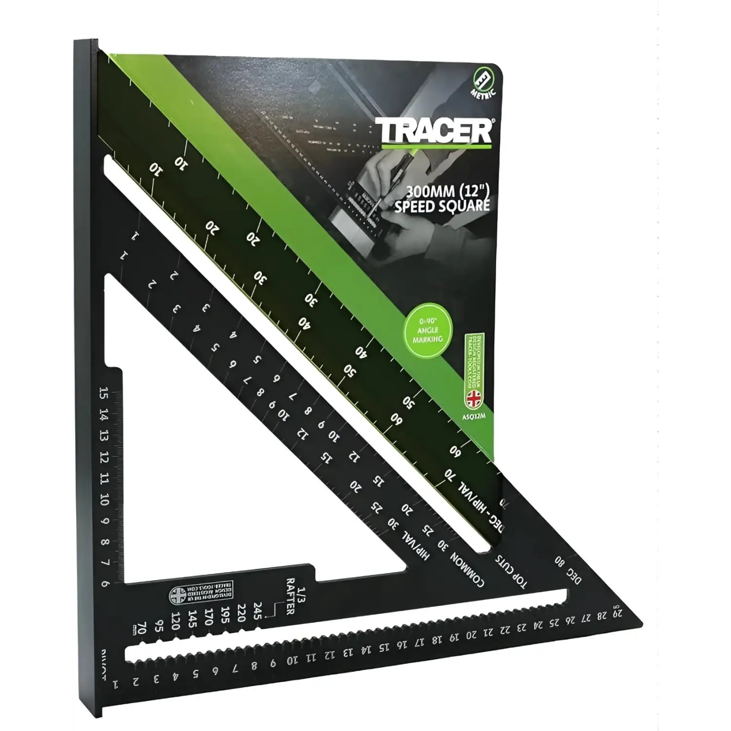 Echer Rapid Tamplerie/Dulgherie 300 mm din aluminiu - gradatii clare 0 ...